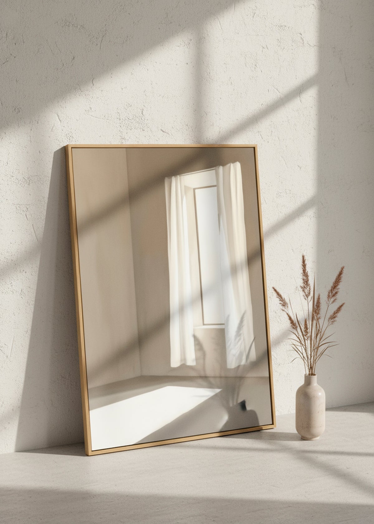 Window – Minimalistisk lærredstryk med lys og rolig atmosfære ...